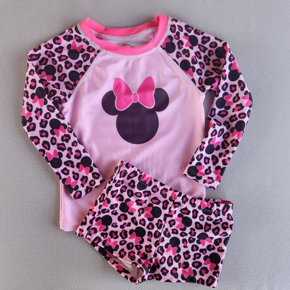 Disney | Swim | Disney 2t Pink Leopard Minnie Mouse Rash Guard Swimsuit ...